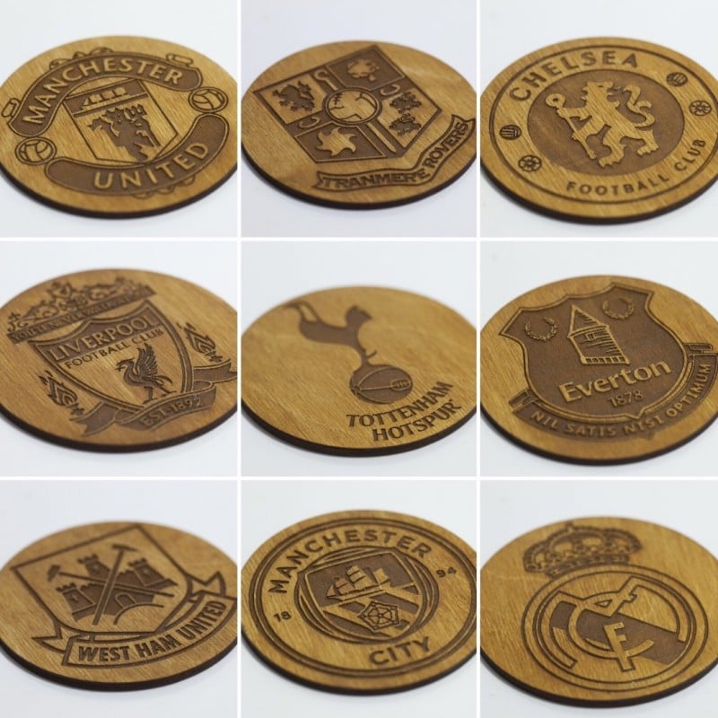 League 1 Football Team Wooden Coasters – Laser Frame